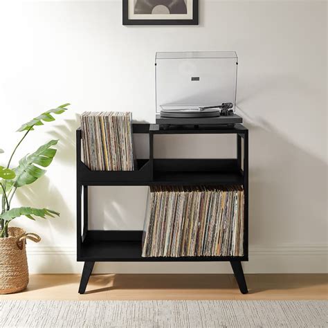 Crosley Asheville Medium Record Player Stand With Vinyl Storage On