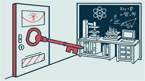 Science Key Unlocks Lab Research Door To Experiments Access To Scientific Discovery And
