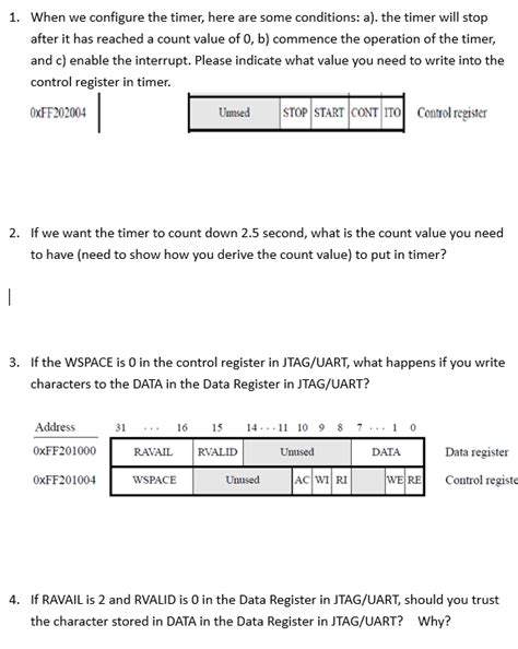 Solved 1 When We Configure The Timer Here Are Some