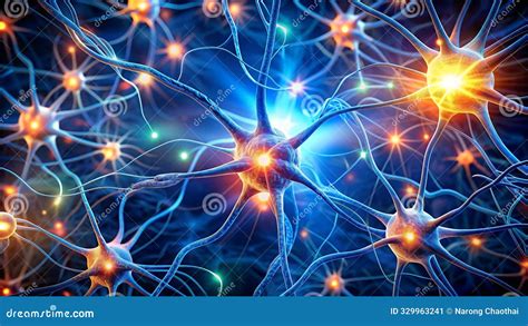 Depiction Of A Nerve Cell Or Neuron With Branching Dendrites And The Long Axon With The Myelin