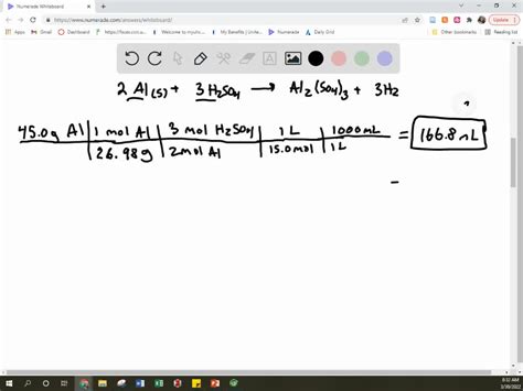 Solved 2al S 3h2so4 Aq â† Al2 So4 3 Aq 3h2 G A Determine The