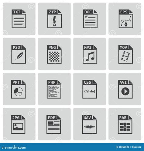 file type icons format and extension of documents set of pdf doc