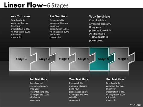 Linear Flow 6 Stages 57 PowerPoint Slides Diagrams Themes For PPT Presentations Graphic Ideas