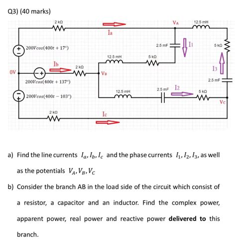 Solved Marks A Find The Line Currents Ia Ib Ic And Chegg Com