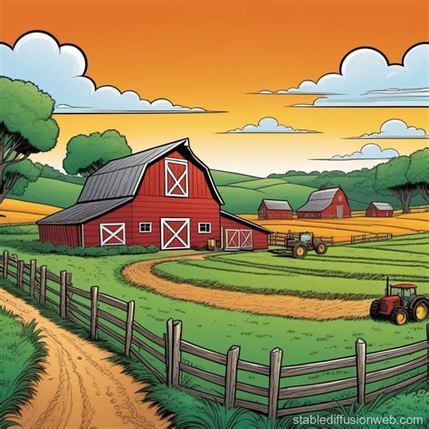 Farm Land Background Cartoon