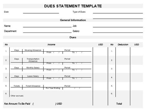 Ne0067 Dues Statement Template English Namozaj