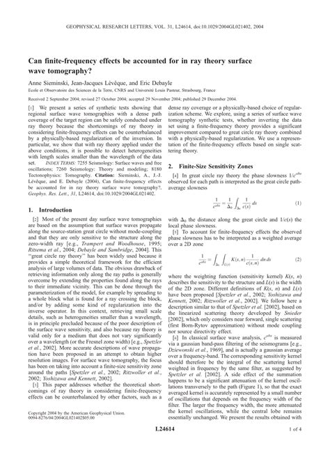 Pdf Can Finite Frequency Effects Be Accounted For In Ray Theory Surface Wave Tomography