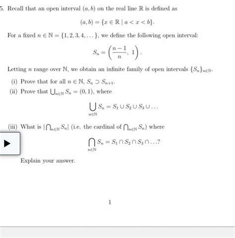 solved recall that an open interval a b on the real line r