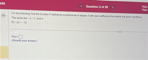 solved question 3 ﻿of 20thisthisfor the following find the