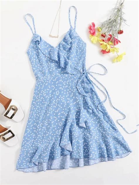 Kvinnor Klänningar Wrap Cami Dress Ruffle Cami Dress Summer Dresses