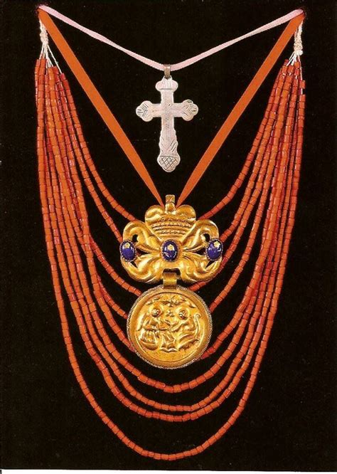 Намисто корал Хрест срібло Дукач Благовіщеня із м Чернігів 1 а пол ХІХ бронза