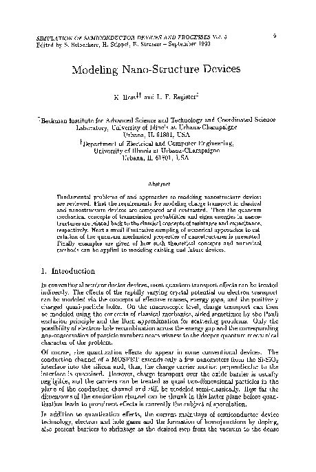 Pdf Modeling Nano Structure Devices