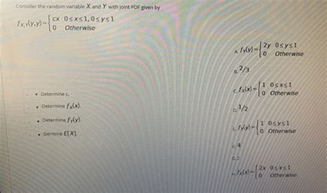 solved consider the random variable x and y with joint pdf