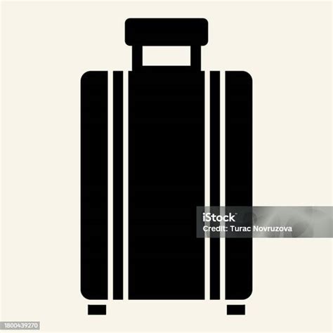 수하물 단색 아이콘입니다 여행 가방 기호 베이지 색 배경에 글리프 스타일 픽토그램 수하물 표시 모바일 개념 웹 디자인 벡터