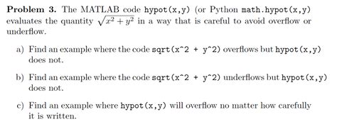 Solved The Matlab Code Hypotxy Or Python