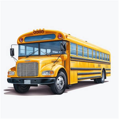 Premium Ai Image School Bus In White Background Ai Generated Image