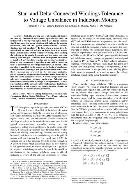 Pdf On The Star Delta And Star Delta Stator Winding Connections Tolerance To Voltage Unbalance
