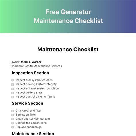 Preventive Maintenance Checklist For Genset At Paul Bullock Blog