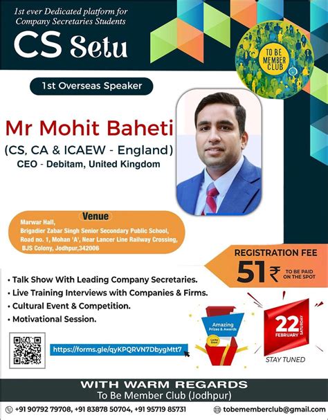 We Are Excited To Announce That Mr Mohit Baheti An Esteemed Speaker
