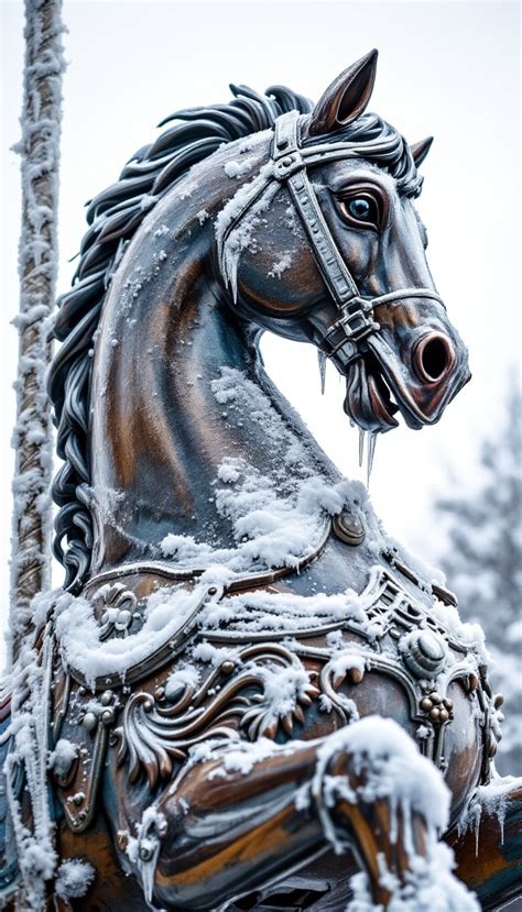 Free Frozen Carousel Horse Image Carousel Horse Winter Download