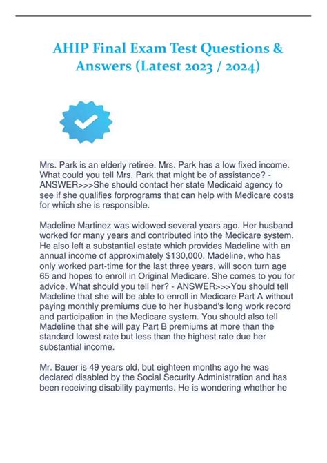 Ahip Final Exam Test Questions And Answers Latest 2023 2024 Ahip Stuvia Us