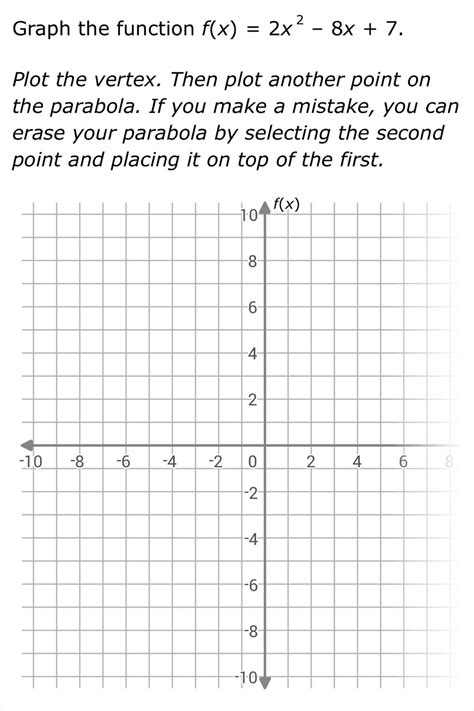 Graph The Function Fx2x2 8x7 Plot The Vertex Then Plot Another