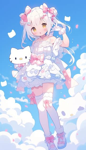 Premium Photo Anime Girl With A Hello Kitty And A Hello Kitty Ai Generative