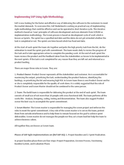 implementing sap using agile methodology pdf scrum software development agile software