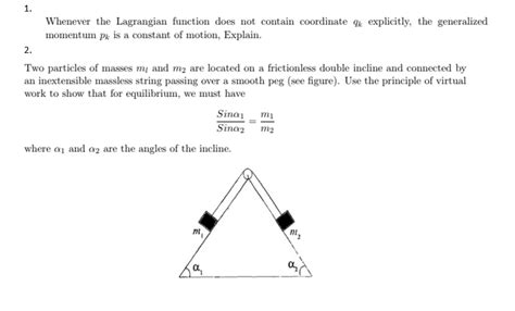 solved 1 whenever the lagrangian function does not contain