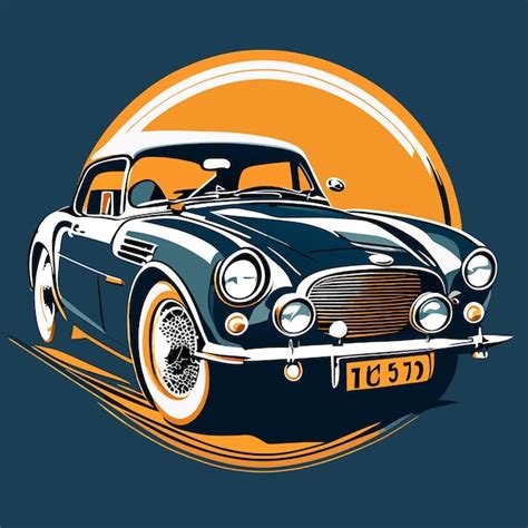 빈티지 클래식 자동차 일러스트 프리미엄 벡터