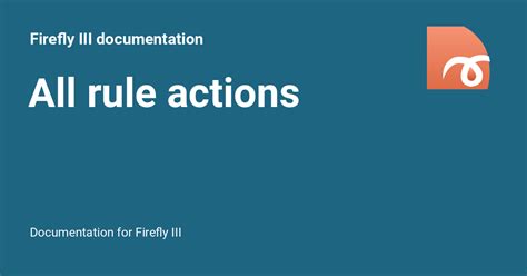 All Rule Actions Firefly III Documentation