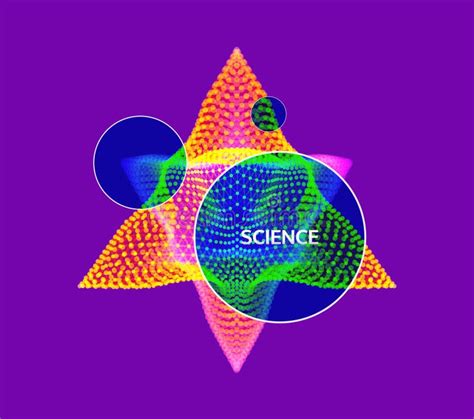 Crystal Object With Dots Molecular Grid 3d Technology Style With Particle Vector