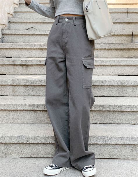 자체제작핏보장 프리지아 하이웨스트 롱 와이드 카고 면팬츠2color