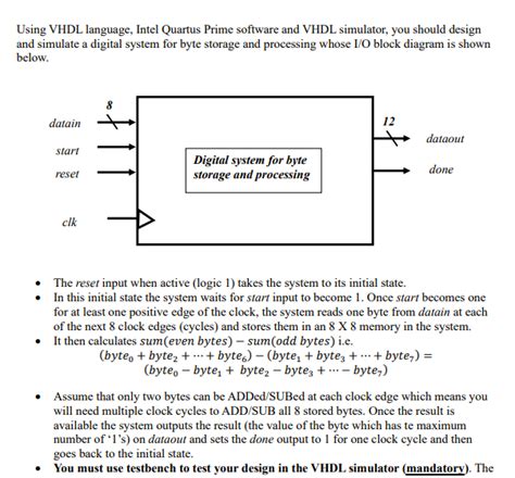 Using VHDL Language Intel Quartus Prime Software And Chegg