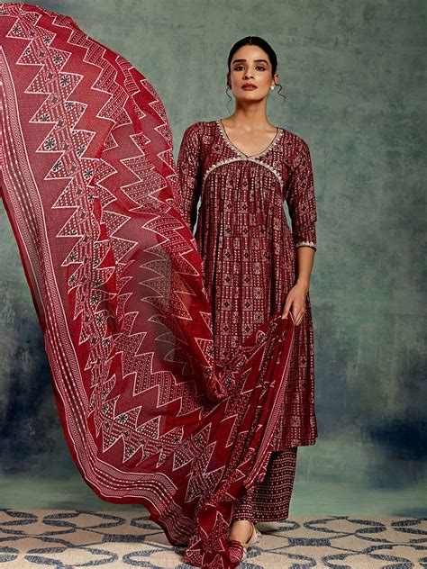Buy Libas Ethnic Motifs Printed Empire Gotta Patti Kurta With Palazzos