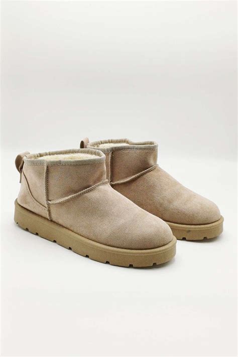 Zeda Small Flatform Faux Fur Ankle Boots In Mushroom Miss Diva