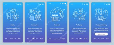 Premium Vector Leadership Skills Onboarding Mobile App Screen Vector Template Employee Soft