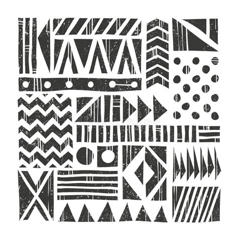 Vector Tribal Background Abstract Pattern With Primitive Shapes Hand Drawn Illustration Stock