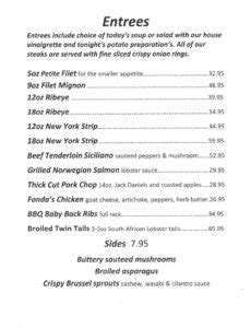 Our Menu Kurts Steakhouse