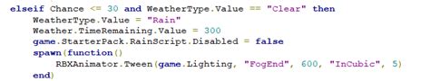 I Need Help Making A Localscript Enable When The Value Rain