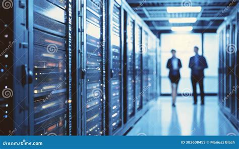 Server Room Data Center With Rows Of Server Racks Stock Illustration Illustration Of Modern