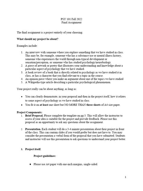 Psy 101 Fall 2022 Final Assignment Pdf Psychology Behavioural Sciences