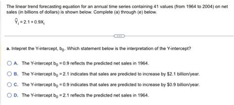 Solved The Linear Trend Forecasting Equation For An Annual