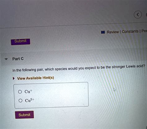 review constants per submit part acid in the following pair which