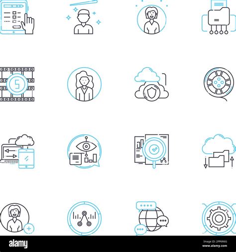 Digital Applications Linear Icons Set Innovation Interaction Integration Automation