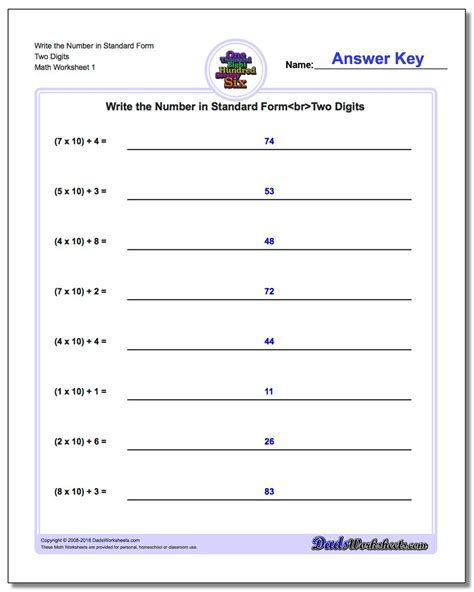 Standard Expanded Word Form Worksheets Printable Calendars At A Glance