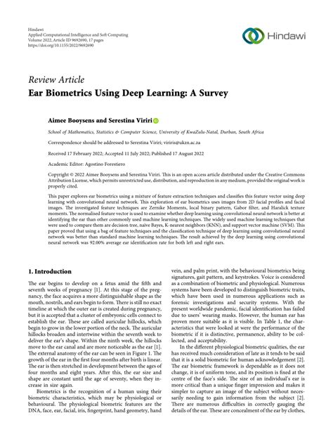 Pdf Ear Biometrics Using Deep Learning A Survey