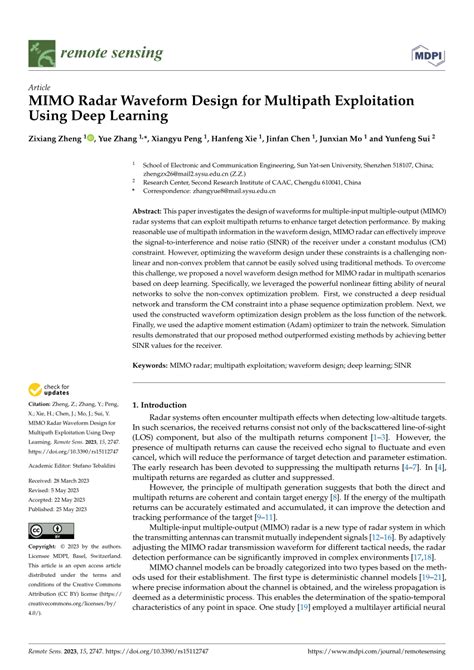 Pdf Mimo Radar Waveform Design For Multipath Exploitation Using Deep Learning