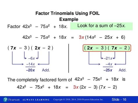 Section 134 Factoring Trinomials Using The Foil Method