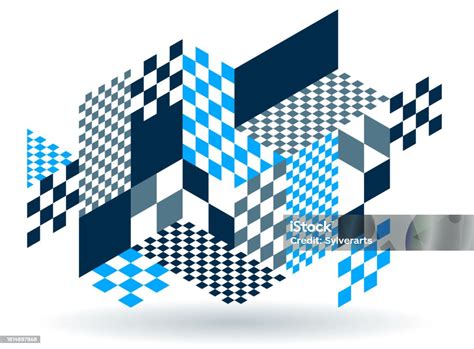 3d 아이소메트릭 큐브 블록이 있는 추상 벡터 벽지 블록 모양과 형태가 있는 기하학적 구성 Op Art 로우 폴리 테마 입방체에 대한 스톡 벡터 아트 및 기타 이미지